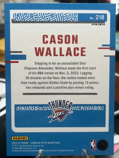 ROOKIE HOLO VIOLA Cason Wallace 2023-2024 Panini Ottico #218 Okc ...