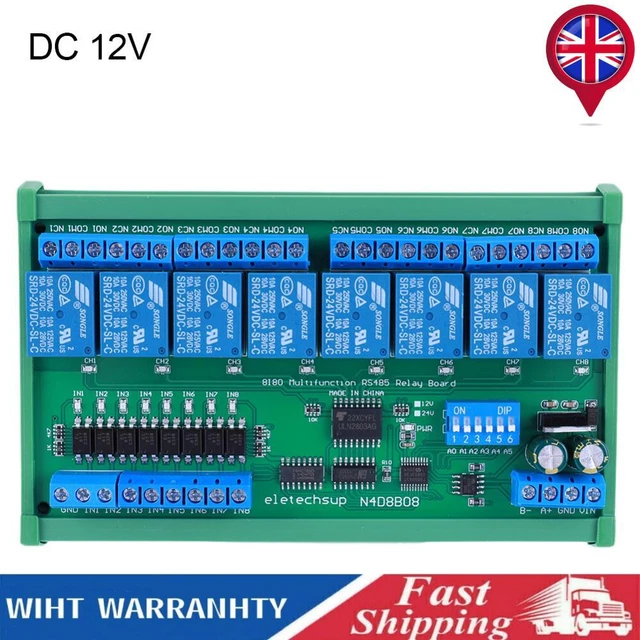 8CH UART RS485 Relay Module DIN35 C45 Modbus RTU Control Switch Board(DC 12V) £15.59 - PicClick UK