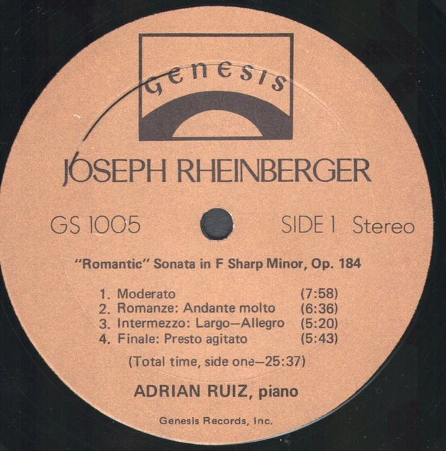 GS1005 ADRIAN RUIZ Josef Rheinberger - Piano Sonata F Sharp Minor, Op ...
