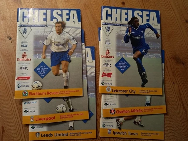 COMPLETE COLLECTION OF Chelsea home programmes Season 2001-2002 £13.00 ...