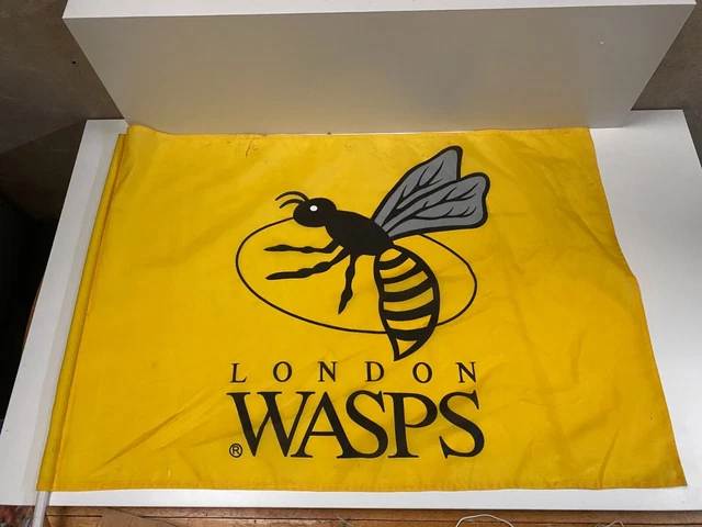 LONDON WASPS RUGBY Union Flag 80 x 55cms. Yellow With Plastic Pole. £4. ...