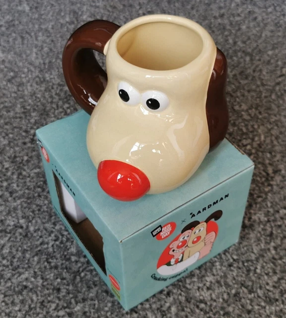 AARDMAN ANIMATION COMIC Relief Red Nose 3D Gromit Ceramic Mug New In ...