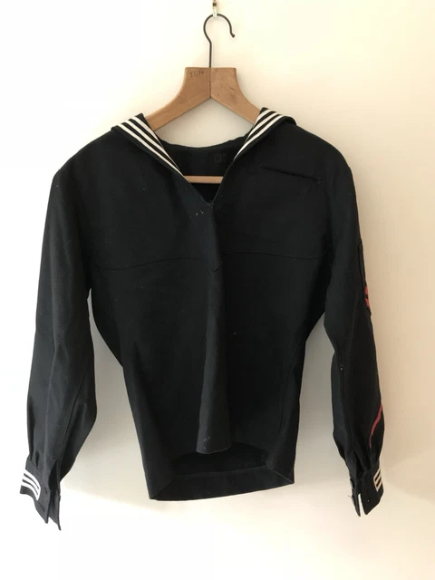 ORIGINAL GENUINE WW2 US Navy blue wool uniform jumper top, size small ...