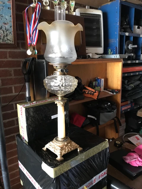 VICTORIAN OIL LAMP Stands 28’ with Duplex Youngs Twin Burner £60.00 ...