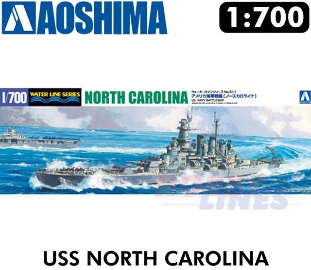USS HORTH CAROLINA Battleship Waterline 1:700 scale model kit Aoshima ...