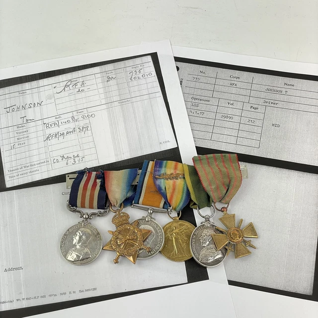 WW1 MILITARY MEDAL Mentioned In Despatches Group 735 Driver Tom Johnson ...