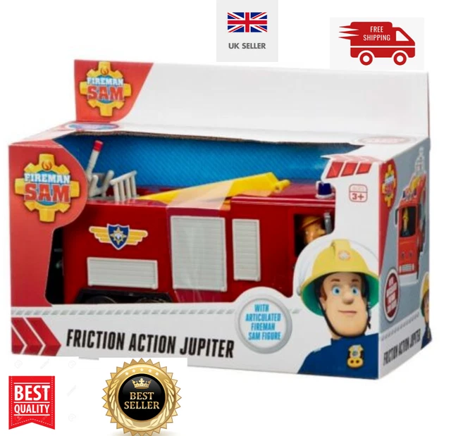 FIREMAN SAM FRICTION Action Jupiter Fire Engine with Sam Figure ...