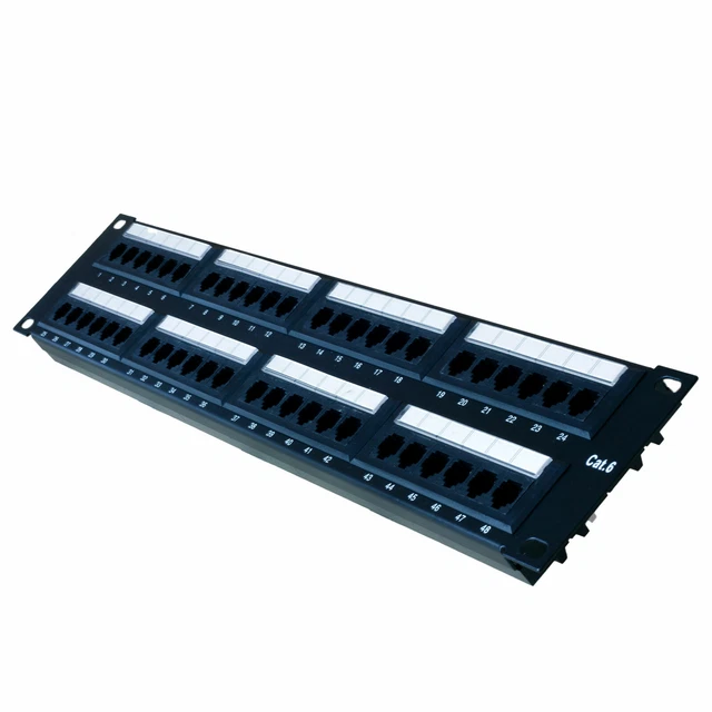 CAT6 48 PORT Patch Panel 19" Rack Mount Cat-6 with Wire Management Back ...