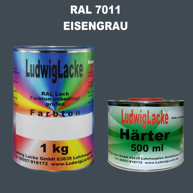 SET EN TEINTE RAL 7011 Satiné 1Kg De Peinture Acrylique +500Ml ...