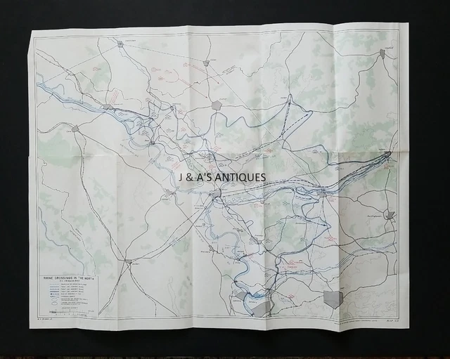 WW2 1945 U.S. Military MAP Of Rhine Crossings In The North £11.41 ...