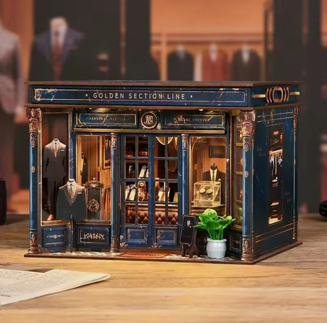 DIY BOOK NOOK Golden Section Line Wooden Dollhouse Kit Miniature 3D ...