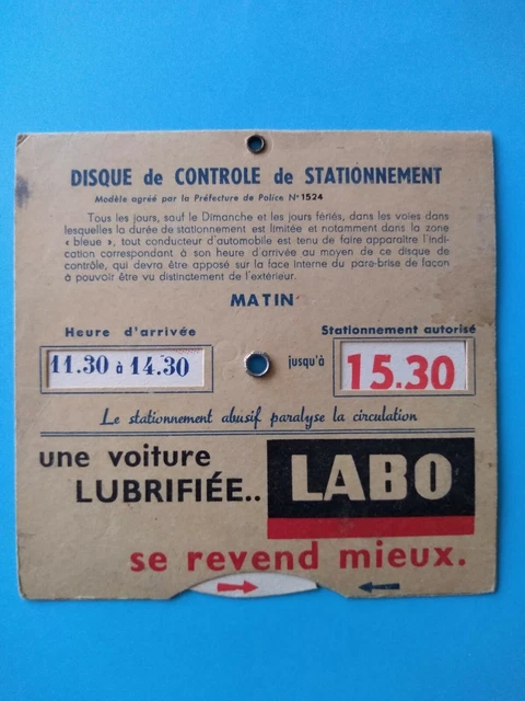 ANCIEN DISQUE DE Stationnement "LABO" EUR 9,00 - PicClick FR