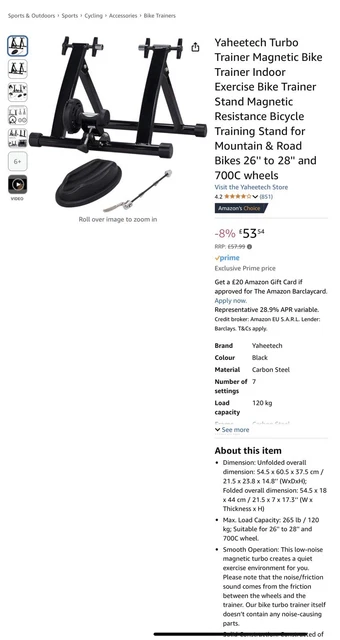 YAHEETECH TURBO TRAINER Magnetic Bike Stand £21.52 - PicClick UK