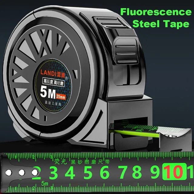 SELF LOCKING MEASURING Tape Fluorescent Steel Workbench Ruler DIY Rule ...