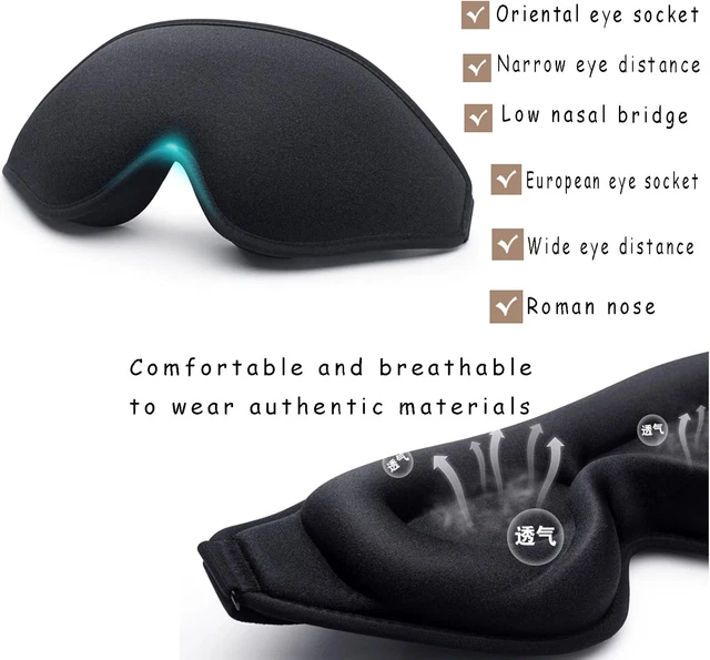 3D SLEEP MASK with Adjustable Shoulder Straps and Contour Blackout Eye ...