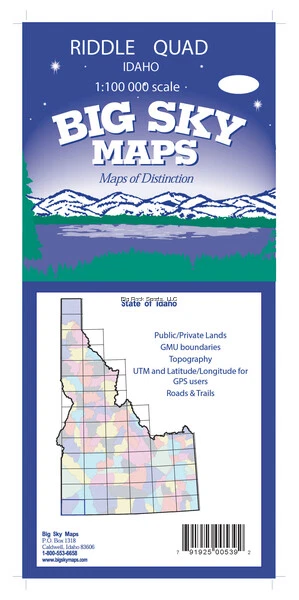 GRANDE CIELO RIDDLE Quad Idaho Topography Mappa, Fiumi, Trails, Roads ...