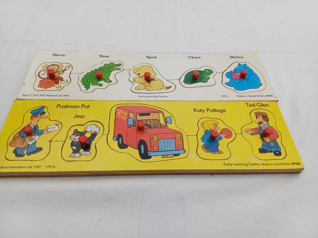 EARLY LEARNINGWOODEN JIGSAW/SORTING Puzzle 1987/1997 Postman Pat + Spot ...