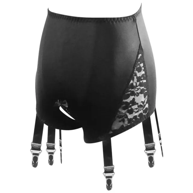 Alacki Open Crotch High Waist Garter Panty 6 Straps Suspender Belt Sexy