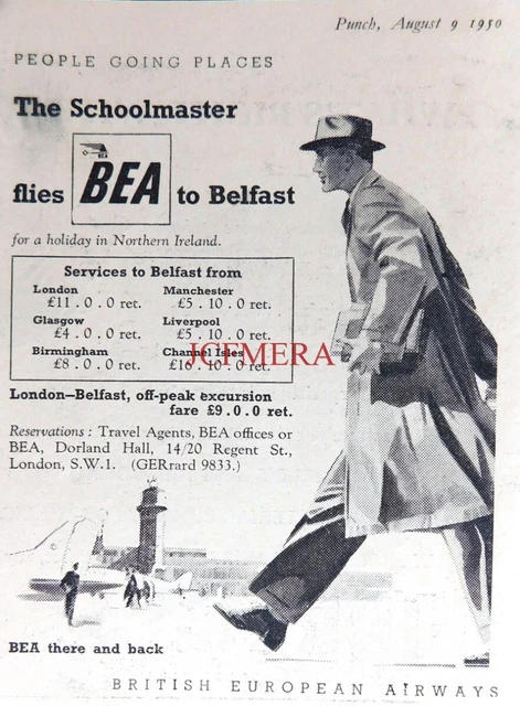PUBLICITÉ BEA BRITISH European Airways Airline à Belfast : Petit ...