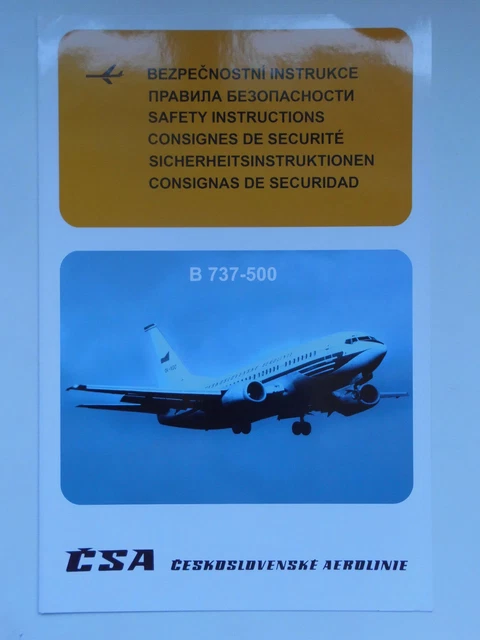 SAFETY CARD CSA Ceskoslovenske Aerolinie Boeing 737-500 Special Edition ...