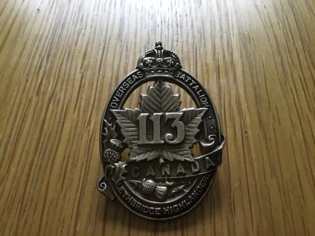 SUPER ORIGINAL PIPERS Cef Bonnet Badge 113 Lethbridge Highlanders Large ...