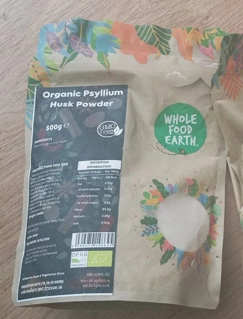 WHOLEFOOD EARTH ORGANIC Psyllium Husk Powder Fibre 500g £10.08 ...
