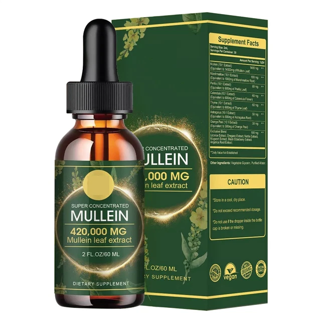 MULLEIN LEAF EXTRACT Super Concentrated 420,000 MG 2 FL.OZ/60 ML Lung ...