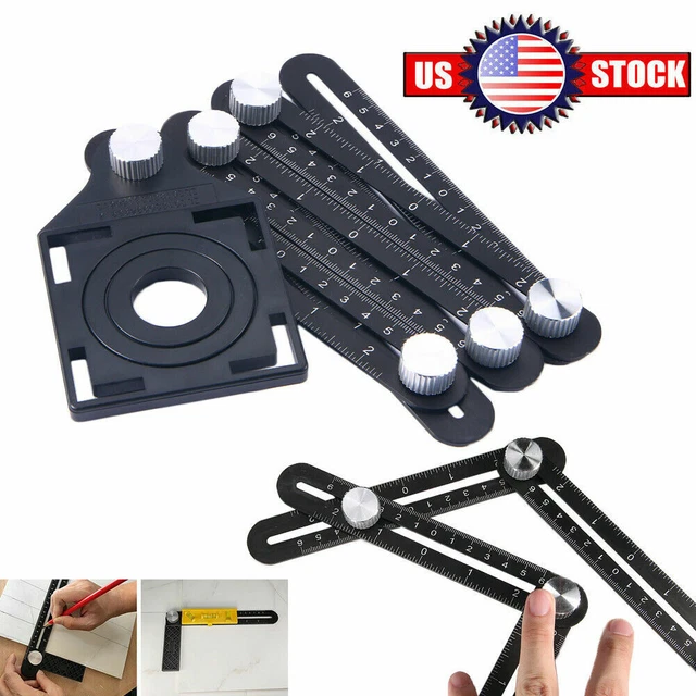 MULTI ANGLE ANGULARIZER 6-Folding Ruler Alloy Measuring Template Tools ...