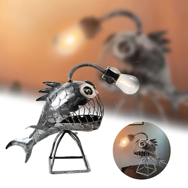 HANDMADE ANGLER FISH Desk Lamp Shark Lights Head Decoration USB Home ...