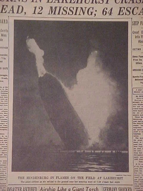 VINTAGE NEWSPAPER HEADLINE ~ German Air Zeppelin Crash Hindenburg ...