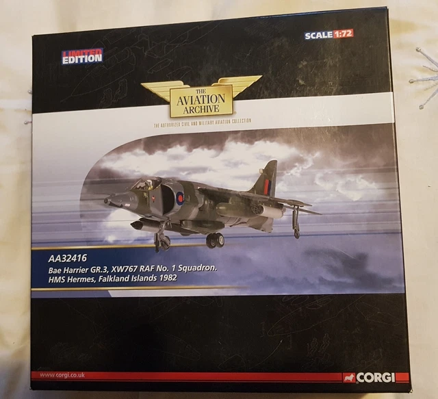 CORGI AVIATION ARCHIVE Bae Harrier GR3 XW767 No 1 Sqn RAF HMS Hermes. £ ...