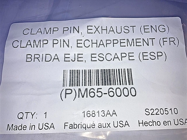 ~ NEW GENUINE Paccar Kenworth Peterbilt Exhaust Clamp Pin ~ M65-6000 ...