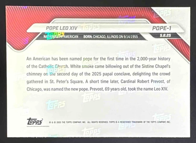 2025 TOPPS NON-SPORT NOW Pope Leo XIV #POPE-1 $16.55 - PicClick AU