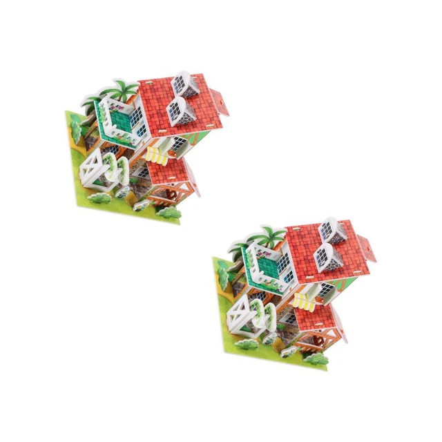 2 SETS DIY Paper Building Assembly Cabin Model 3D Puzzle House £8.75 ...