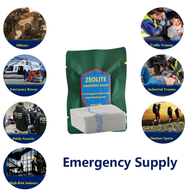 MEDICAL GAUZE BANDAGE Z-Fold Wound Dressing Zeolite Gauze First Aid Kit ...