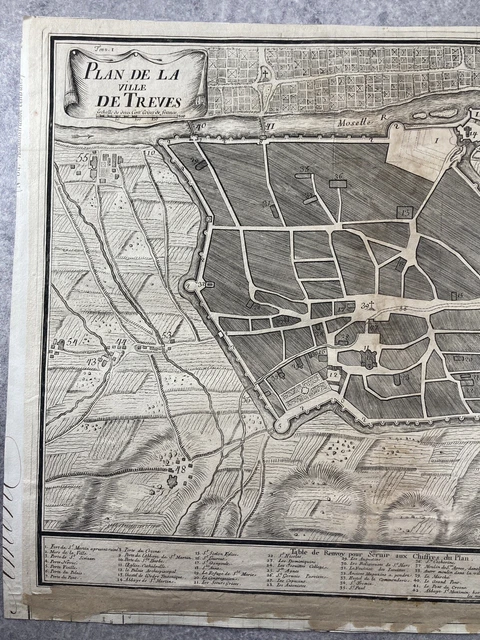 GRAVURE CARTE PLAN De La Ville De Treves. Bugnon Didier / Calmet ...