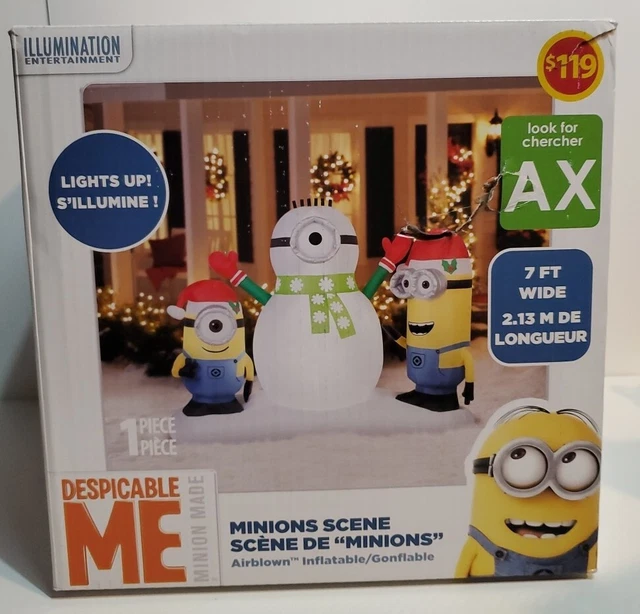 GEMMY MINIONS AIRBLOWN Inflatable Scene with Snowman 7" Wide - New Open ...