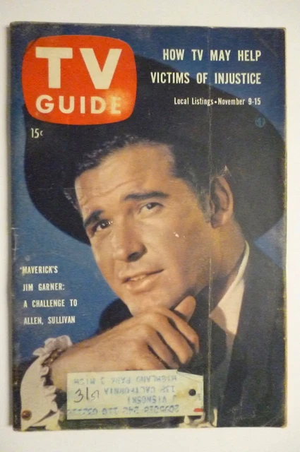 DETROIT NOV 9 1957 TV Guide MAVERICK James Jim Garner ROBIN HOOD Tony ...