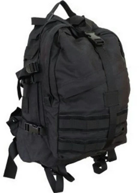 TACTICAL FORCE RECON 35L Black Military Molle Army Backpack + Free 2L ...