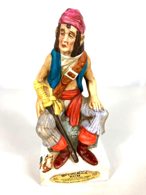 VINTAGE MCCORMICK RUM Pirate on Treasure Chest w/Sword Porcelain Liquor ...