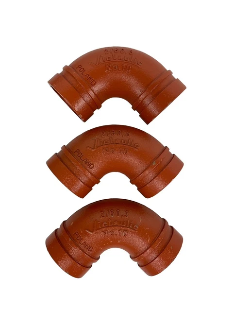 NEW QTY 3 Victaulic No. 10 90 Degree Grooved Red Elbows 2/60, 3 $59.99 ...
