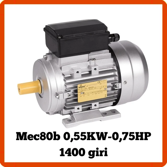 MOTORE ELETTRICO MONOFASE asincrono 1400 giri B3 compressore betoniera ...