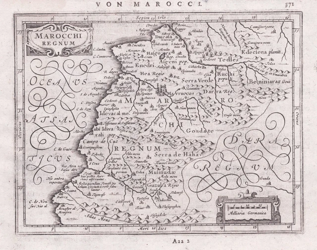 MAROCCHI REGNUM MAROC Afrique Africa Map Carte Mercator 1651 EUR 62,02 ...
