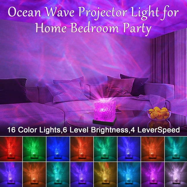 LED CUBE NORTHERN Lights Night Light 16 Colours Water Wave Mood Lamp w ...