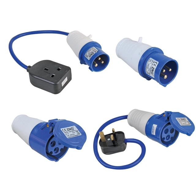 CARAVAN HOOK UP Adapter 230V UK Mains Conversion Plug Connector Lead ...