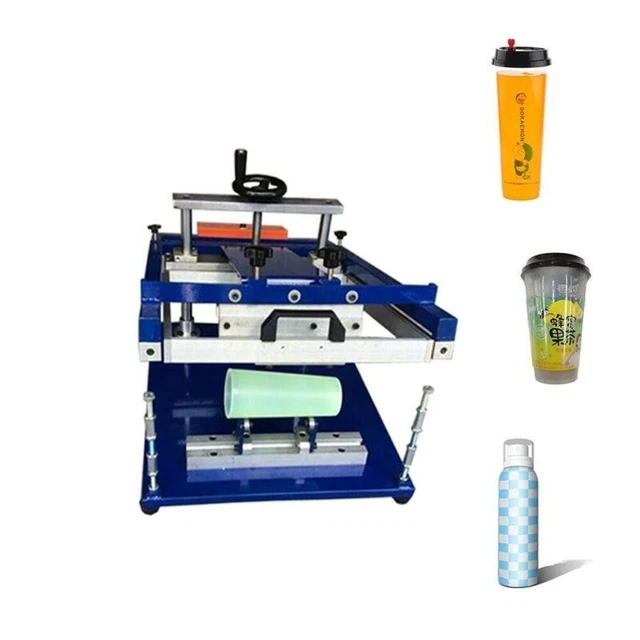 CURVED MANUAL CYLINDER Silk Screen Printing Machine for Round Plastic ...