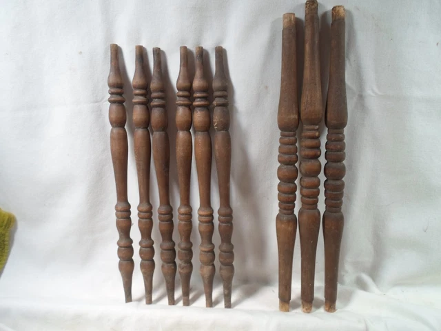 9 ANTIQUE WOOD spindles, architectural details, furniture repair, parts ...