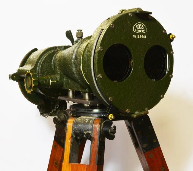 WW2 BRITISH NAVY 7x50 binocular gun sight ex-battleship c/w tripod ...