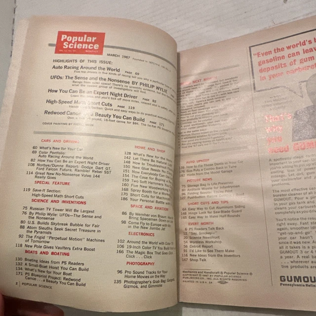 POPULAR SCIENCE MAGAZINE March 1967 Magazine Is Split In Two Parts £2. ...