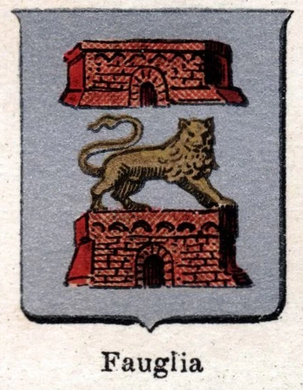FAUGLIA: PICCOLO STEMMA del 1901. Pisa. Toscana. Cromolitografia ...